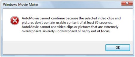 Windows Movie Maker Error on AutoMovie - Techyv.com